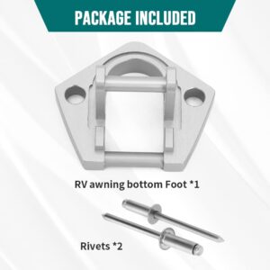 Motoparty RV Awning Bottom Bracket Foot for Dometic Sunchaser II RV Rounded Hardware Easy to Install Sturdy Billet Aluminum (Silver)