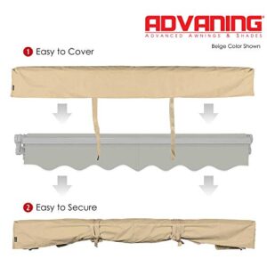 ADVANING All-Weather Protective Cover for 8' Wide Retractable Awnings, Heavy-Duty Weather Proof Polyester Fabric, Color: Beige, AC0800-P861T