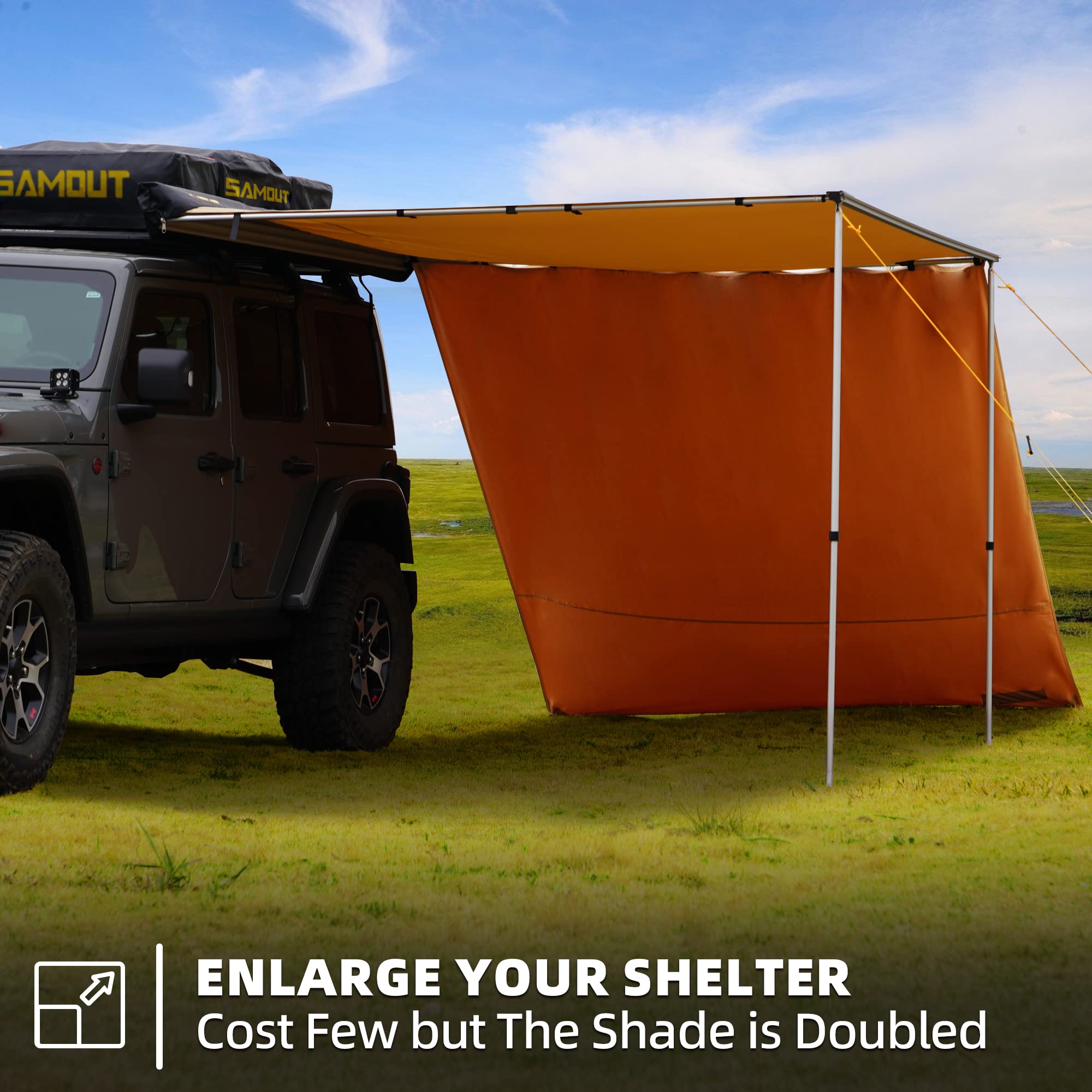 SAMOUT Awning Wall (Side), 8.2ft x 9.5ft, PU10000mm Waterproof Windbreak Extension for Vehicle Awning, UV50+ for Extra Sun Shade and Privacy