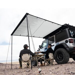 novsight vehicle awning, black aluminium rooftop pullout retractable awning side awning for jeep/suv/truck/van, 6.6x8.2ft