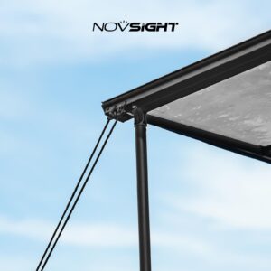 NOVSIGHT Vehicle Awning, Black Aluminium Rooftop Pullout Retractable Awning Side Awning for Jeep/SUV/Truck/Van, 6.6x8.2ft