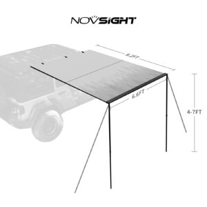 NOVSIGHT Vehicle Awning, Black Aluminium Rooftop Pullout Retractable Awning Side Awning for Jeep/SUV/Truck/Van, 6.6x8.2ft