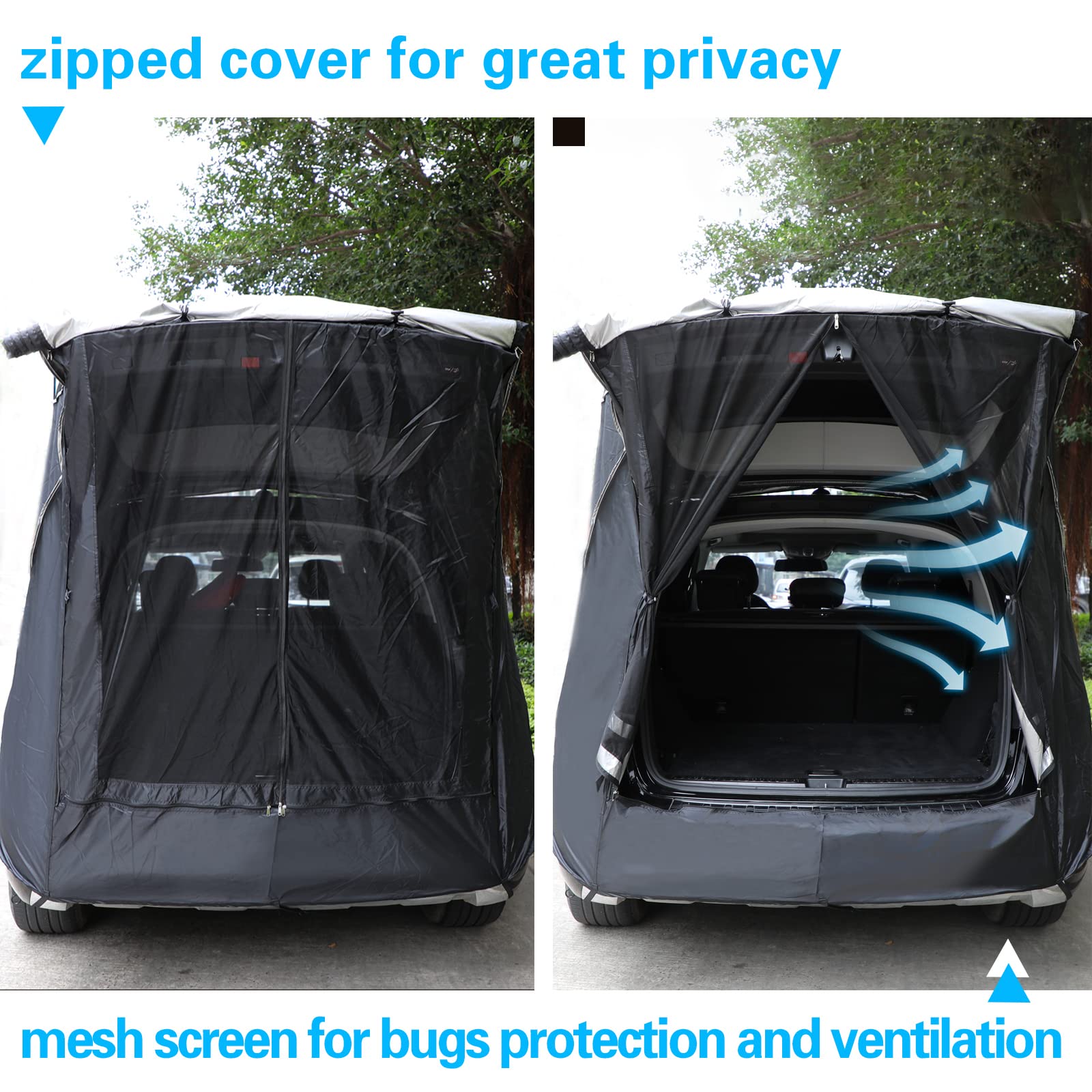 HREFEU SUV Tailgate Shade Awning Tent with Portable Waterproof Storage Bag, Hatchback Tent,Tailgate Shade Awning Tent for Medium to Large SUV Size SUV/Van/MPV/CUV (Large)