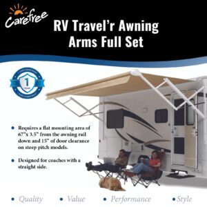 Carefree OVJVAPHW Travel'r Black with Black Casting Adjustable Pitch 12 Volt Electric RV Awning Arms Set