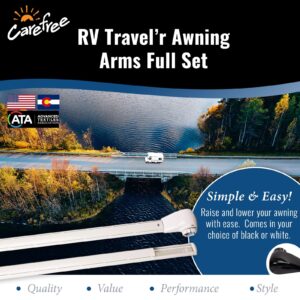 Carefree OVJVAPHW Travel'r Black with Black Casting Adjustable Pitch 12 Volt Electric RV Awning Arms Set