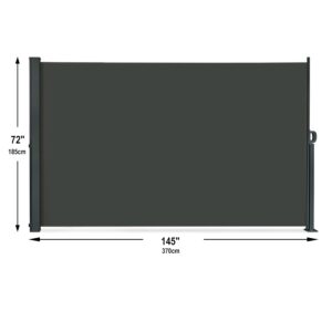 145" x 72" Retractable Side Awning,Waterproof & UV-Resistant,Folding Privacy Screen Room Divider Roll Up Balcony（Gray）