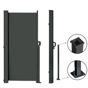 145" x 72" Retractable Side Awning,Waterproof & UV-Resistant,Folding Privacy Screen Room Divider Roll Up Balcony（Gray）