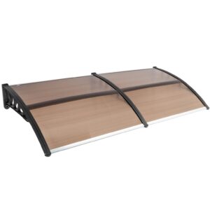 simply-me 40" x 80" door window awning polycarbonate cover front door outdoor patio awning canopy uv rain snow protection hollow sheet (brown & black bracket)