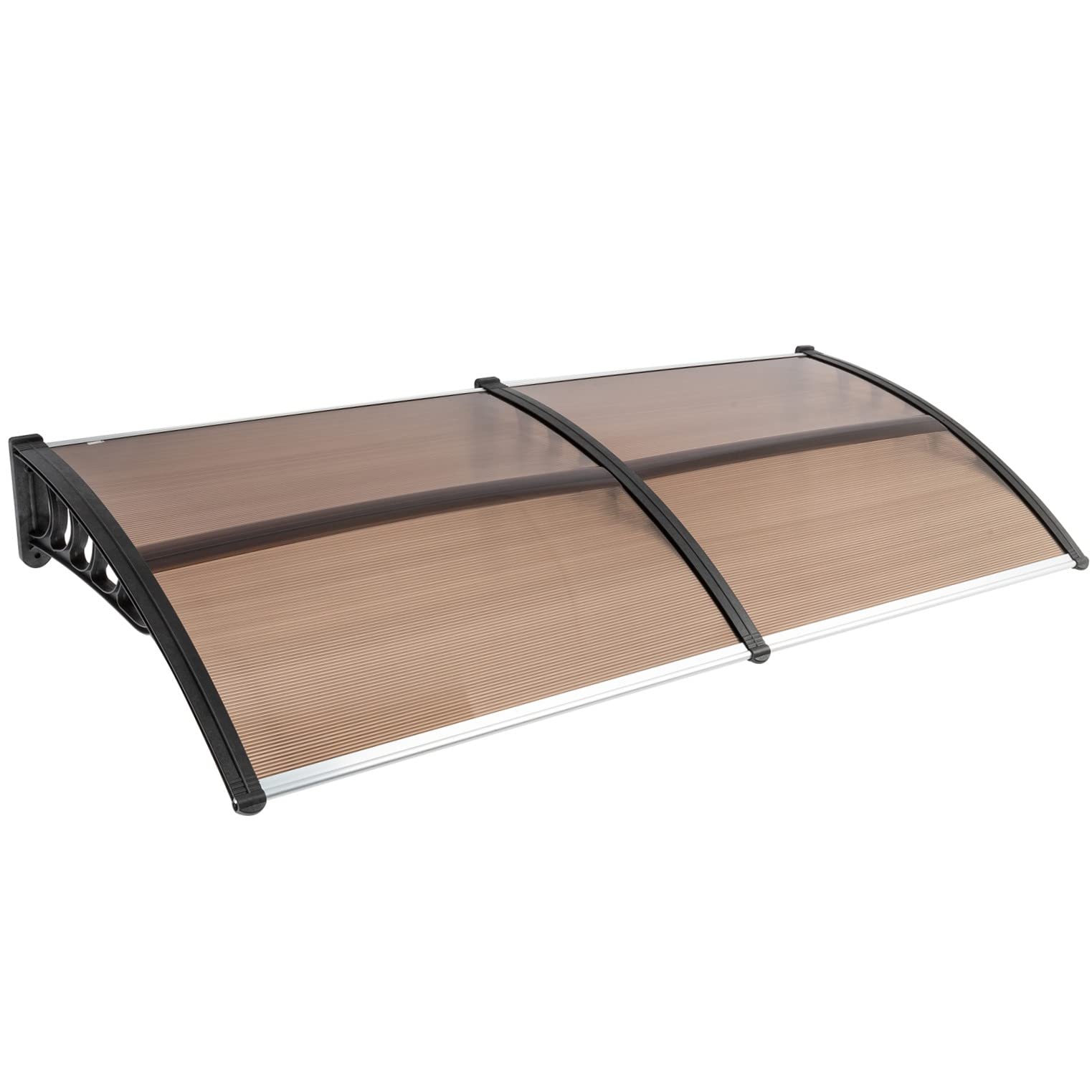 Simply-Me 40" x 80" Door Window Awning Polycarbonate Cover Front Door Outdoor Patio Awning Canopy UV Rain Snow Protection Hollow Sheet (Brown & Black Bracket)