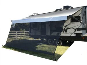 tentproinc rv awning sun screen shade 8' x 16' 3'' black mesh sunshade complete kits motorhome camping trailer uv sunblocker canopy shelter - 3 year warranty