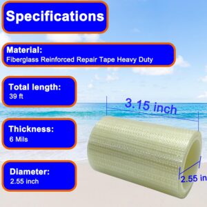 KAIHENG 39FT RV Awning Repair Tape, Tent Repair Tape, Canvas Repair Tape, Tent Repair Tape for Tarp, Sail Tape, Tear Repair Patch Kit, Waterproof Repair Tape for Boat Covers, Canopy