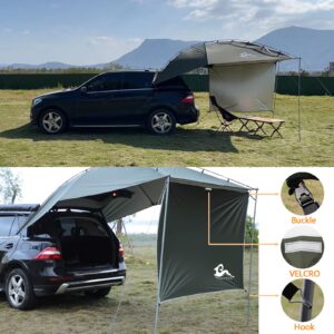 HREFEU SUV Tailgate Tent with Awning,Waterproof 3000MM UPF 50+,Tailgate Shade Awning Tent for Full Size SUV/Van/MPV/CUVCamping (Large Size)