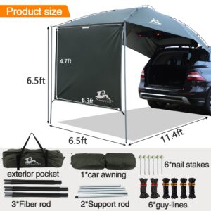 HREFEU SUV Tailgate Tent with Awning,Waterproof 3000MM UPF 50+,Tailgate Shade Awning Tent for Full Size SUV/Van/MPV/CUVCamping (Large Size)