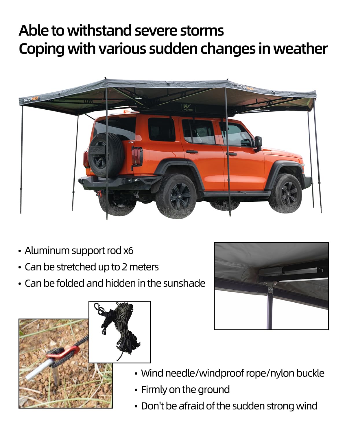 BAMACAR Naturnest Awning, 270 Awning Car Awning For Jeep Van Truck SUV Awning, Overland awning, Naturnest 270 Degree Awning, Car Canopy For OVS RV Awning, Vehicle Awning, Trailer Awning, Camper Awning