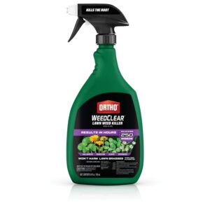 ortho weedclear lawn weed killer ready-to-use1 - results in hours, kills dollarweed, dandelion, clover and chickweed to the root, won't harm lawn grass when used as directed, 24 oz.