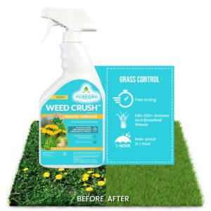 puregro weed crush ready-to-use | organic herbicide | pet and kid friendly | fast acting | non-synthetic, all natural |