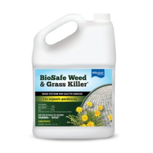 biosafe systems 7601-1, biosafe weed & grass killer concentrate for organic gardening, environment and pet friendly, water soluble, kills on contact, 1 gallon