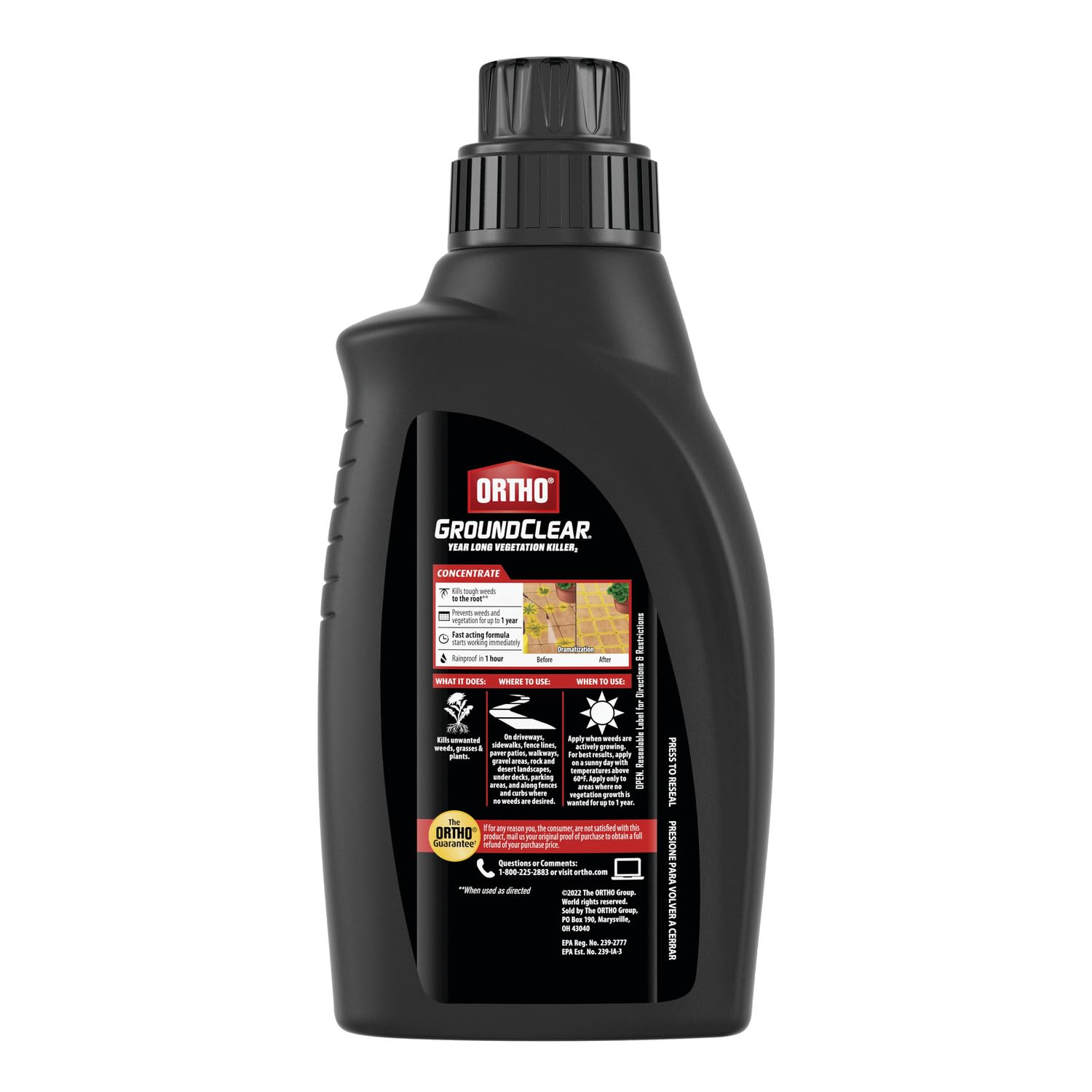 Ortho GroundClear Year Long Vegetation Killer2 Concentrate, Kills and Prevents Weeds Up to 12 Months, 32 fl. oz.