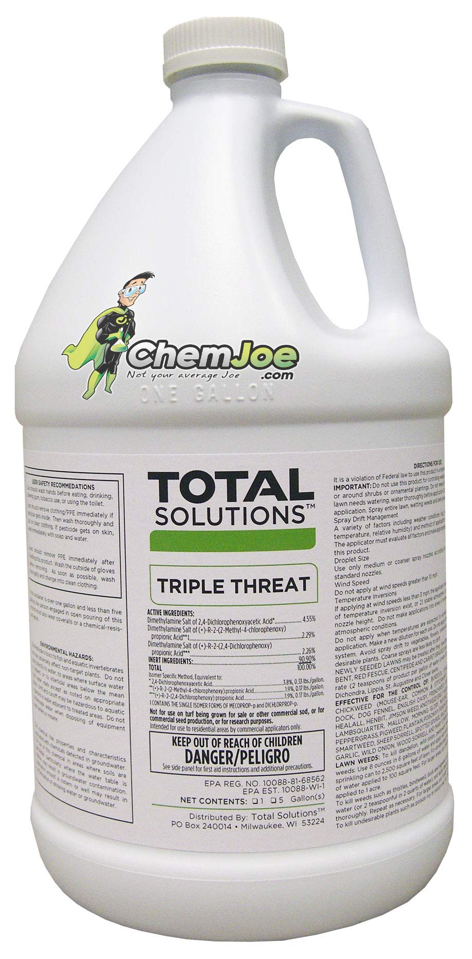 Triple Threat Selective Weed Killer Herbicide for Lawns and Turf - 1 Gallon Jug (Makes 64 Gallons)