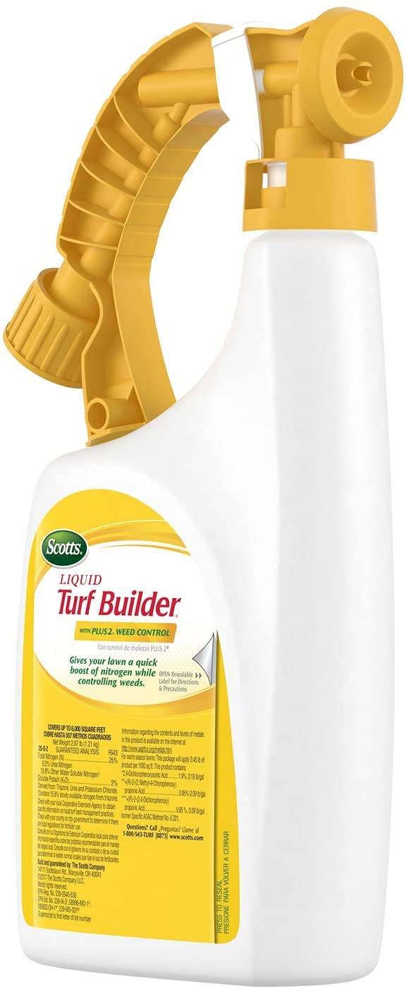 Scotts Turf Builder Weed Control 25-0-2 5000 Sq. Ft. Liquid, Spray Phos Free 32 Oz