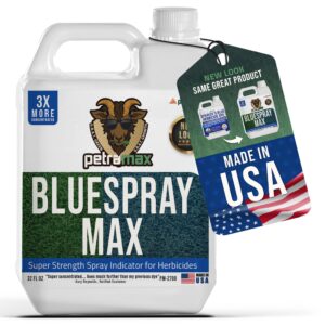 petramax blue herbicide lawn dye - super strength concentrate 3x more than others, for herbicides, fertilizer & weed killer - blue mark spray indicator for home and commercial sprayer use (32 oz)