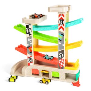 top bright car ramp toys , race track car toy for toddler age 2-4 year old boy with 4 car, parking lot & gas station