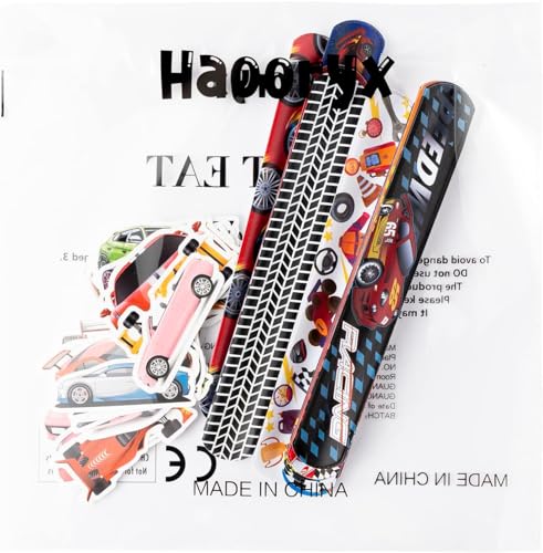 Haooryx 74PCS Racing Car Slap Bracelets 50PCS Race Car Stickers Party Favors Racing and Speed Themed Wristband Checkered Flags Slap Bracelets for Kids Car Birthday Party Classroom Rewards Supplies