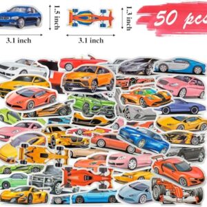 Haooryx 74PCS Racing Car Slap Bracelets 50PCS Race Car Stickers Party Favors Racing and Speed Themed Wristband Checkered Flags Slap Bracelets for Kids Car Birthday Party Classroom Rewards Supplies