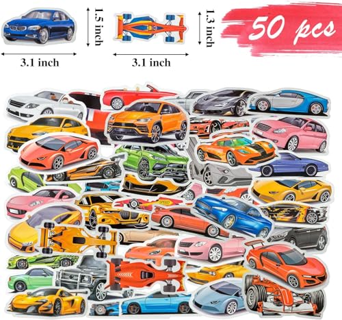 Haooryx 74PCS Racing Car Slap Bracelets 50PCS Race Car Stickers Party Favors Racing and Speed Themed Wristband Checkered Flags Slap Bracelets for Kids Car Birthday Party Classroom Rewards Supplies