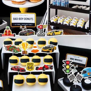 37pcs Race Car Birthday Cake Decorations Racing Car Cupcake Toppers Glitter Race Car Cake Toppers Decorations Racing Car Themed Party Favors for Kids Race Car Themed Birthday Party Supplies