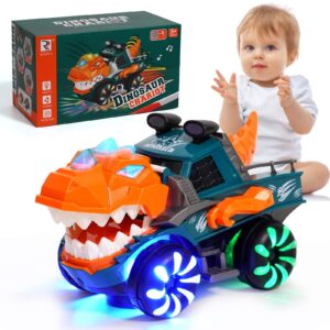 kidsmind dinosaur monster truck for baby boy music and light up toy for toddlers 1-3,battery powered dino trucks toy ideas for 2 3 4 year old boys birthday party