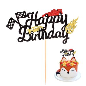 racing car cake topper happy birthday race car checkered flag themed cake decoration for children boys girls birthday party sports event party supplies