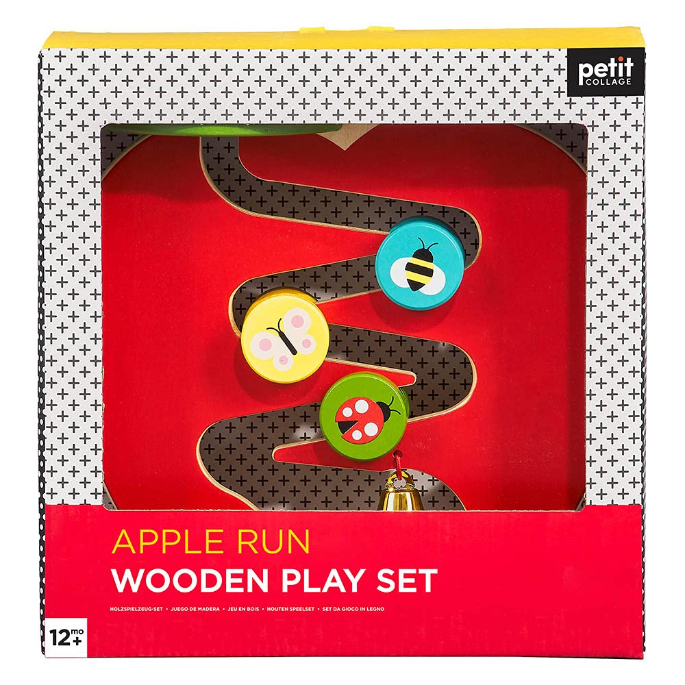 Petit Collage Wooden Apple Racer Toddler Toy, Activity Toys Designed with Safe Materials – Wooden Toy for Babies and Toddlers 12 Months and Older, Builds Hand-Eye Coordination