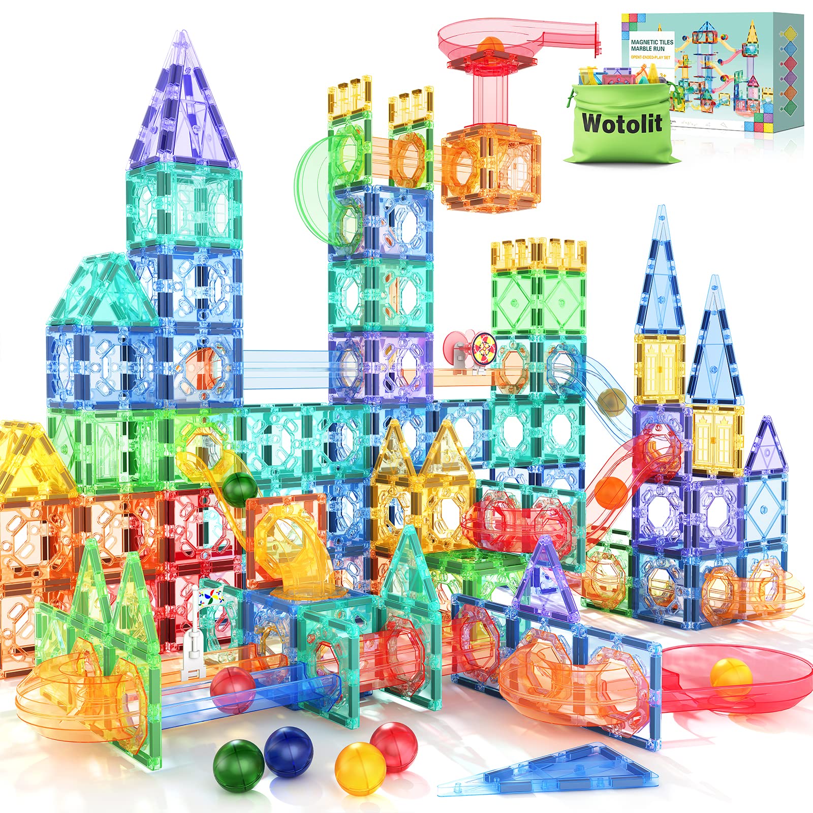 148PCS Magnetic Tiles Pipe Magnetic Blocks Magnets Toys for Kids Toddler Toys, Compatible with Major Brands Magnet Toys, Magnetic Building Set Magnet Tiles Building Block for Age 8-12 Girl Boy Toys