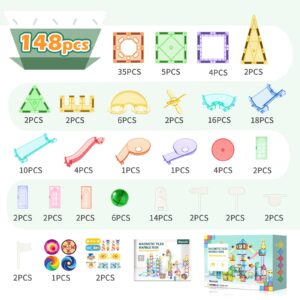 148PCS Magnetic Tiles Pipe Magnetic Blocks Magnets Toys for Kids Toddler Toys, Compatible with Major Brands Magnet Toys, Magnetic Building Set Magnet Tiles Building Block for Age 8-12 Girl Boy Toys