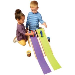 constructive playthings race and roll toy car ramp with covering for car toys to race down, removable and textured covering, daycare essentials, toddler toys for girls and boys 3 years & older