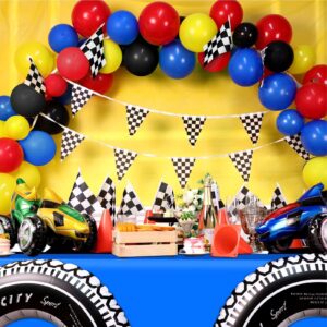 Irenare Car Birthday Party Supplies Racing Party Decorations Road Tablecloth Racetrack Table Runner Table Covers for Kids Boy Car Theme Birthday Party, 54 x 108 Inch (Blue,3 Sheets)