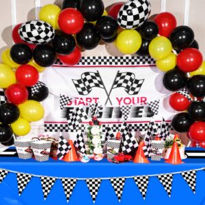 Irenare Car Birthday Party Supplies Racing Party Decorations Road Tablecloth Racetrack Table Runner Table Covers for Kids Boy Car Theme Birthday Party, 54 x 108 Inch (Blue,3 Sheets)