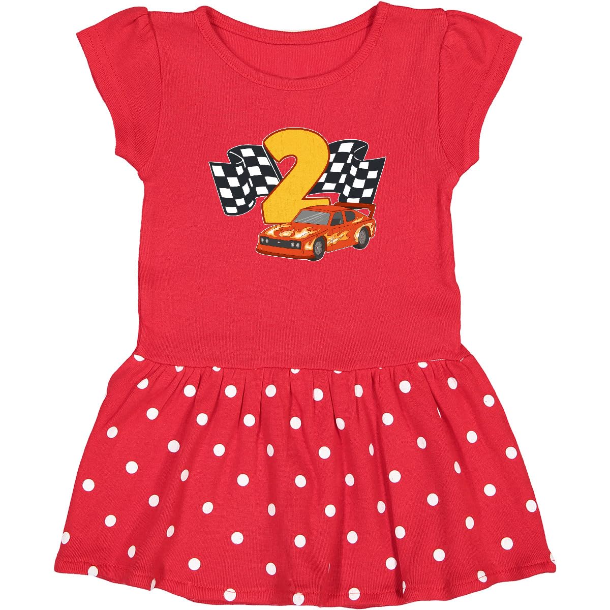 inktastic Number 2 Race Car Toddler Dress 3T Red with Polka Dots 3b71f