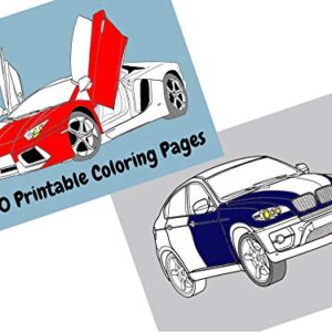 120 Printable Coloring Pages Cars PDF, Cute Easy Simple Colouring Pages Classic Sports Racing Cars to Print for Kids Boys Girls, Color Sheets Activity at Home, Instant Download