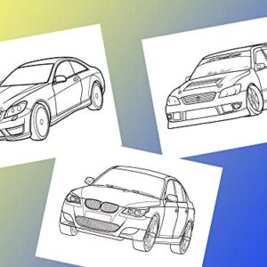 120 Printable Coloring Pages Cars PDF, Cute Easy Simple Colouring Pages Classic Sports Racing Cars to Print for Kids Boys Girls, Color Sheets Activity at Home, Instant Download