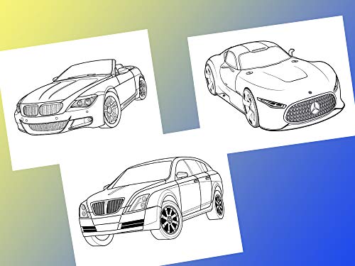 120 Printable Coloring Pages Cars PDF, Cute Easy Simple Colouring Pages Classic Sports Racing Cars to Print for Kids Boys Girls, Color Sheets Activity at Home, Instant Download