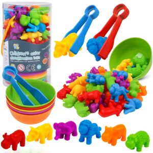 counting animals toys matching games with sorting bowls sorting toys for toddlers preschool learning activities for math color sensory montessori fine motor skills toys for 3 4 5 years old boys girls