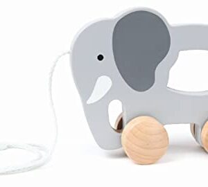 (Elephant) - Hape Elephant Wooden Push and Pull Toddler Toy,Grey