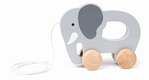 (Elephant) - Hape Elephant Wooden Push and Pull Toddler Toy,Grey