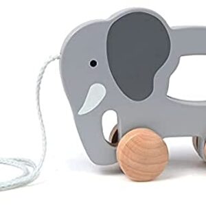 (Elephant) - Hape Elephant Wooden Push and Pull Toddler Toy,Grey