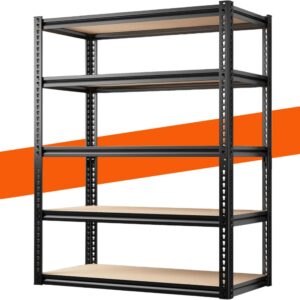 reibii 72" garage shelving heavy duty storage shelves 2000lbs garage shelves 5 tier metal storage shelving unit adjustable garage storage shelves for craft warehouse pantry basement 72''*35.5''*11.8''