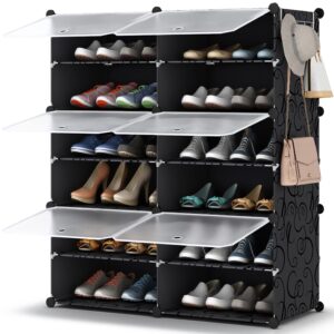 homidec shoe rack organizer, 6 tier storage cabinet 24 pair plastic shoe shelves for closet hallway bedroom entryway