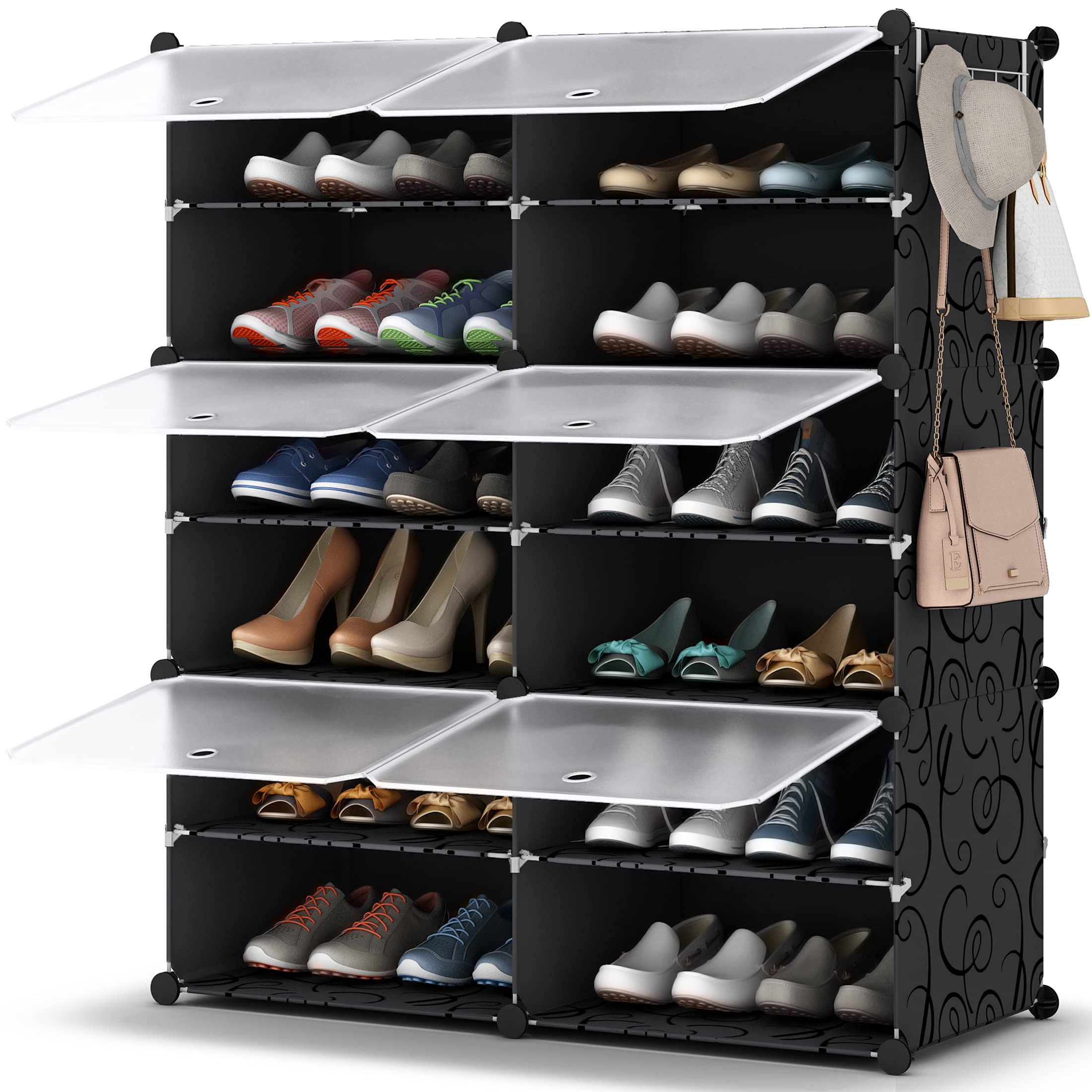 HOMIDEC Shoe Rack Organizer, 6 Tier Storage Cabinet 24 Pair Plastic Shoe Shelves for Closet Hallway Bedroom Entryway