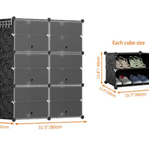 HOMIDEC Shoe Rack Organizer, 6 Tier Storage Cabinet 24 Pair Plastic Shoe Shelves for Closet Hallway Bedroom Entryway